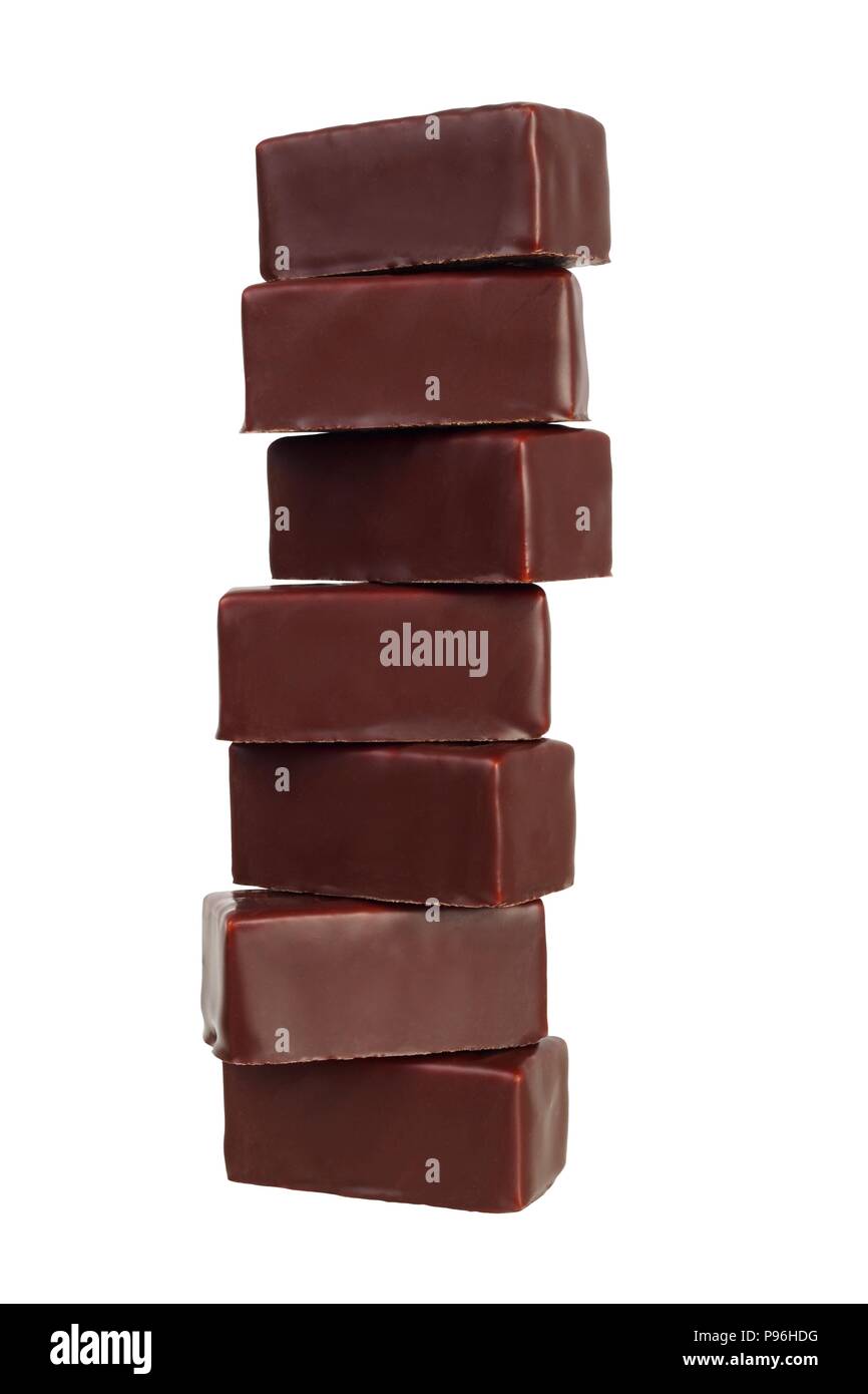 Chocolates stack isolated on white background Stock Photo - Alamy