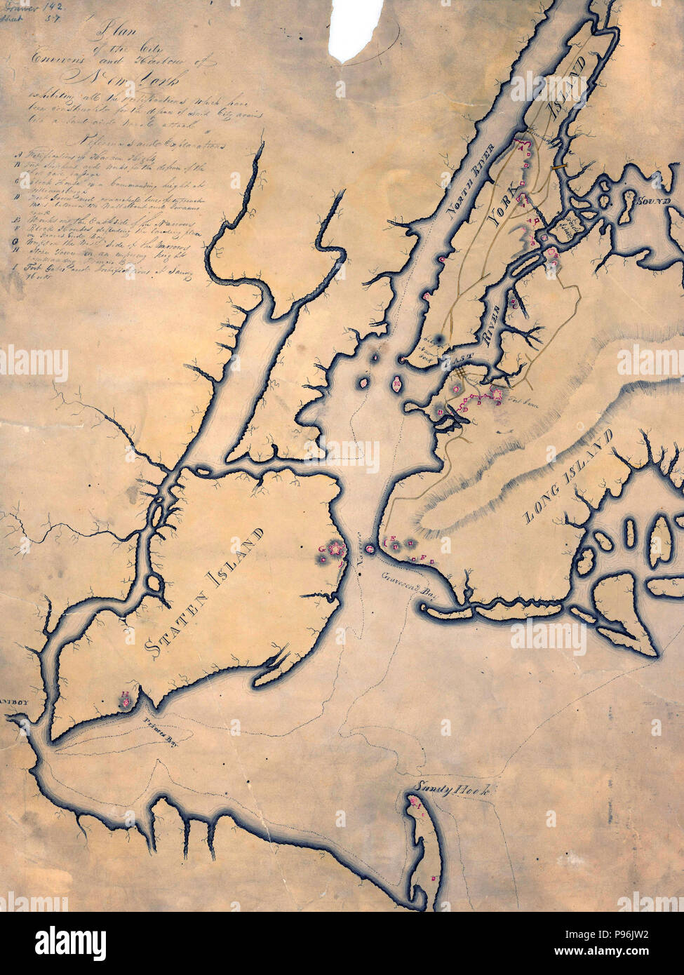 Plan of the City, Environs, and Harbor of New York (very early map of ...