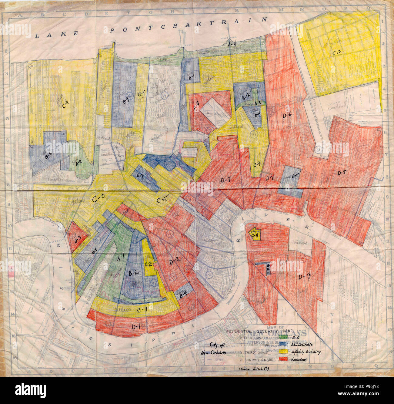 Redline Map for New Orleans, Louisiana ca 1935 Stock Photo - Alamy