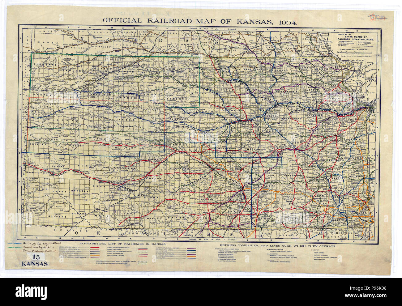 Official Railroad Map of Kansas 1904 Stock Photo - Alamy