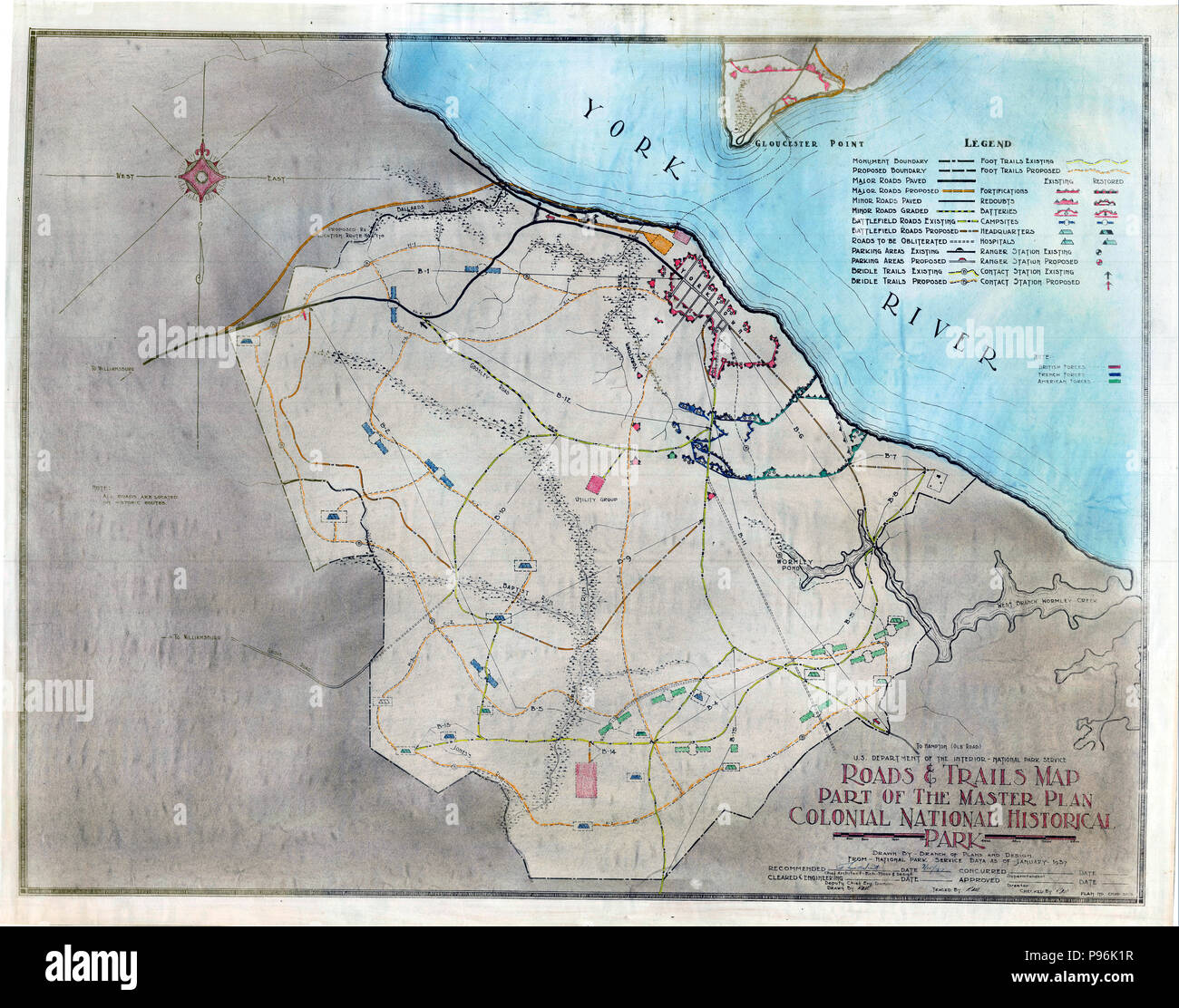 Roads & Trails Map Colonial National Historical Park Virginia 1937 ...