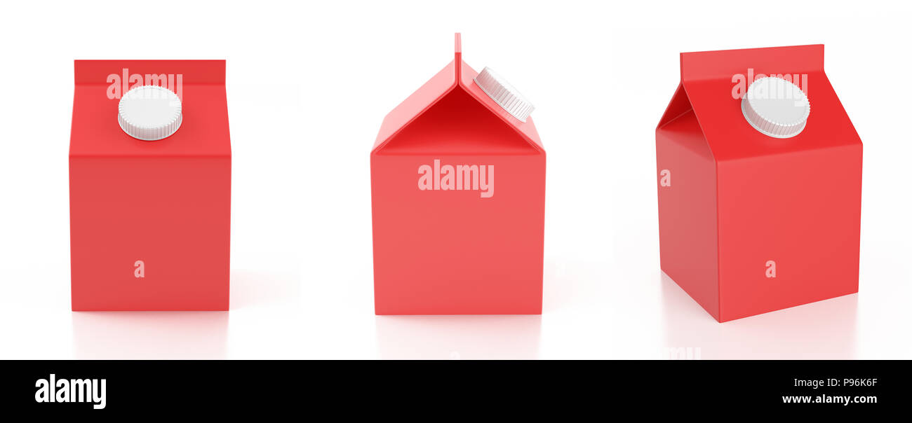 Blank red carton liquid container. Isolated on white background. 3d ...