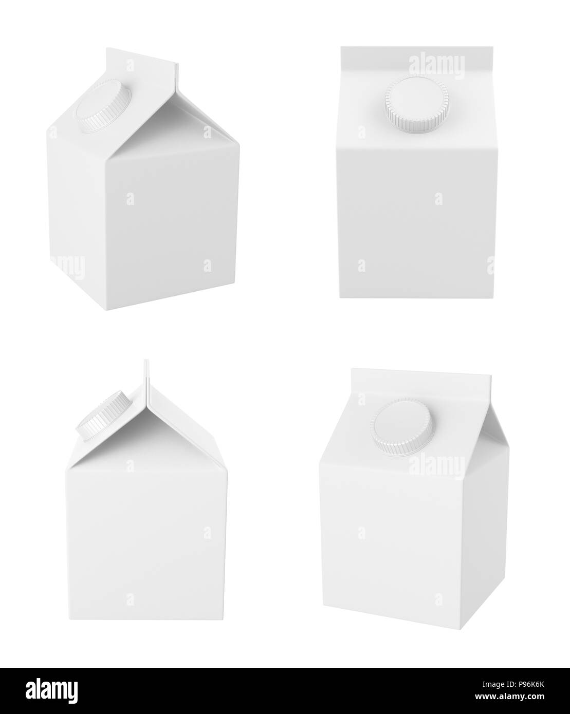 Blank white carton liquid container. Isolated on white background. 3d ...