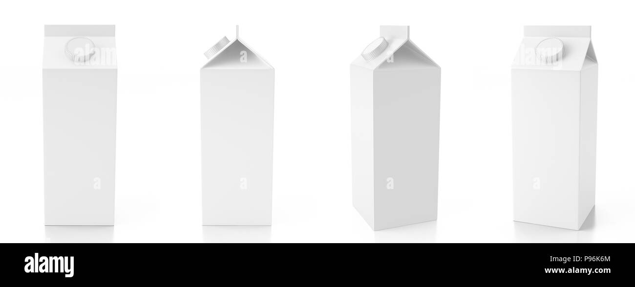 Blank white carton liquid container. Isolated on white background. 3d ...