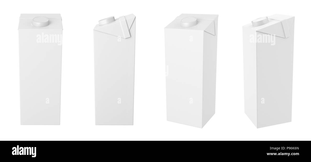 Blank white carton liquid container. Isolated on white background. 3d ...