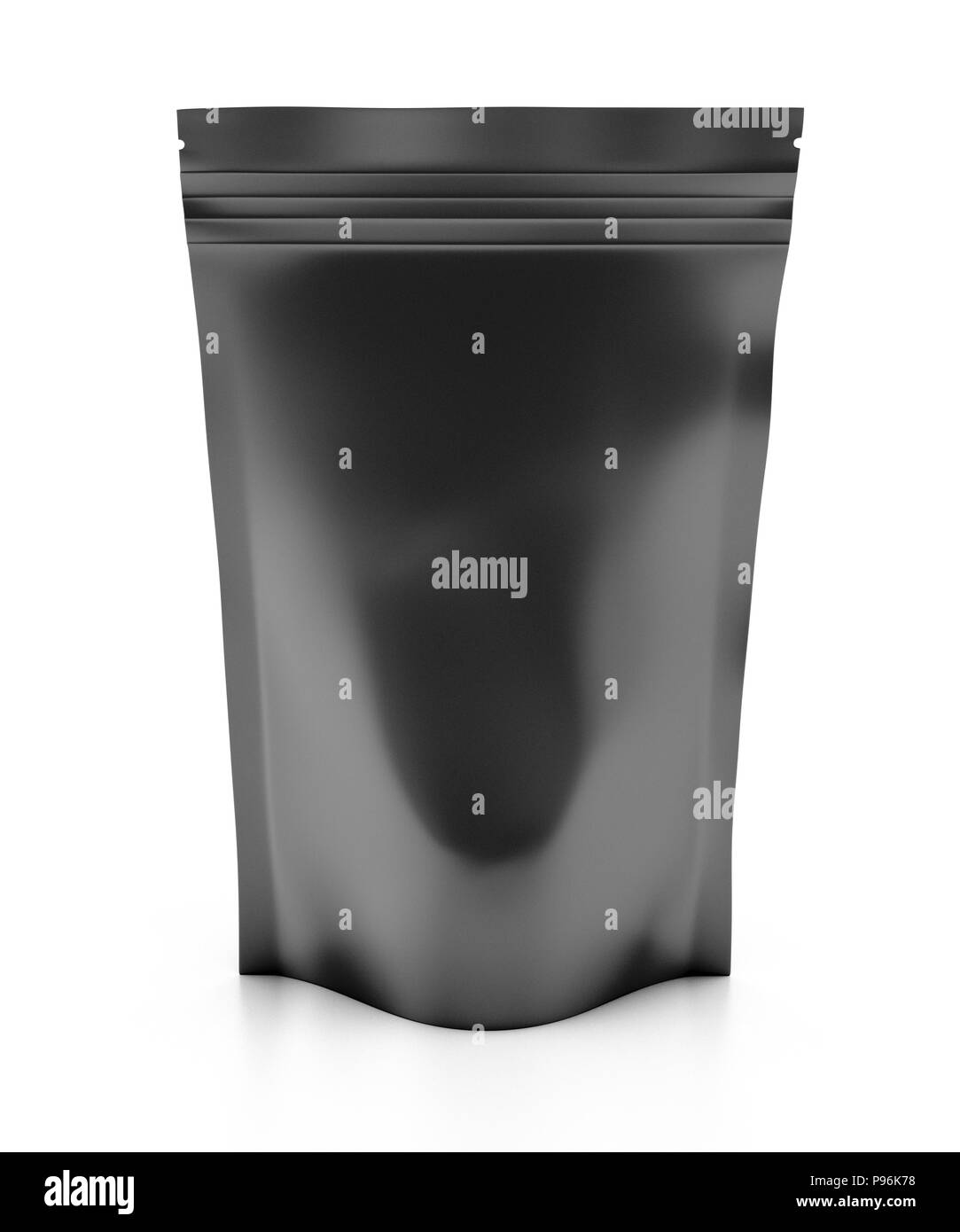 Blank black foil snack package. Isolated on white background include ...