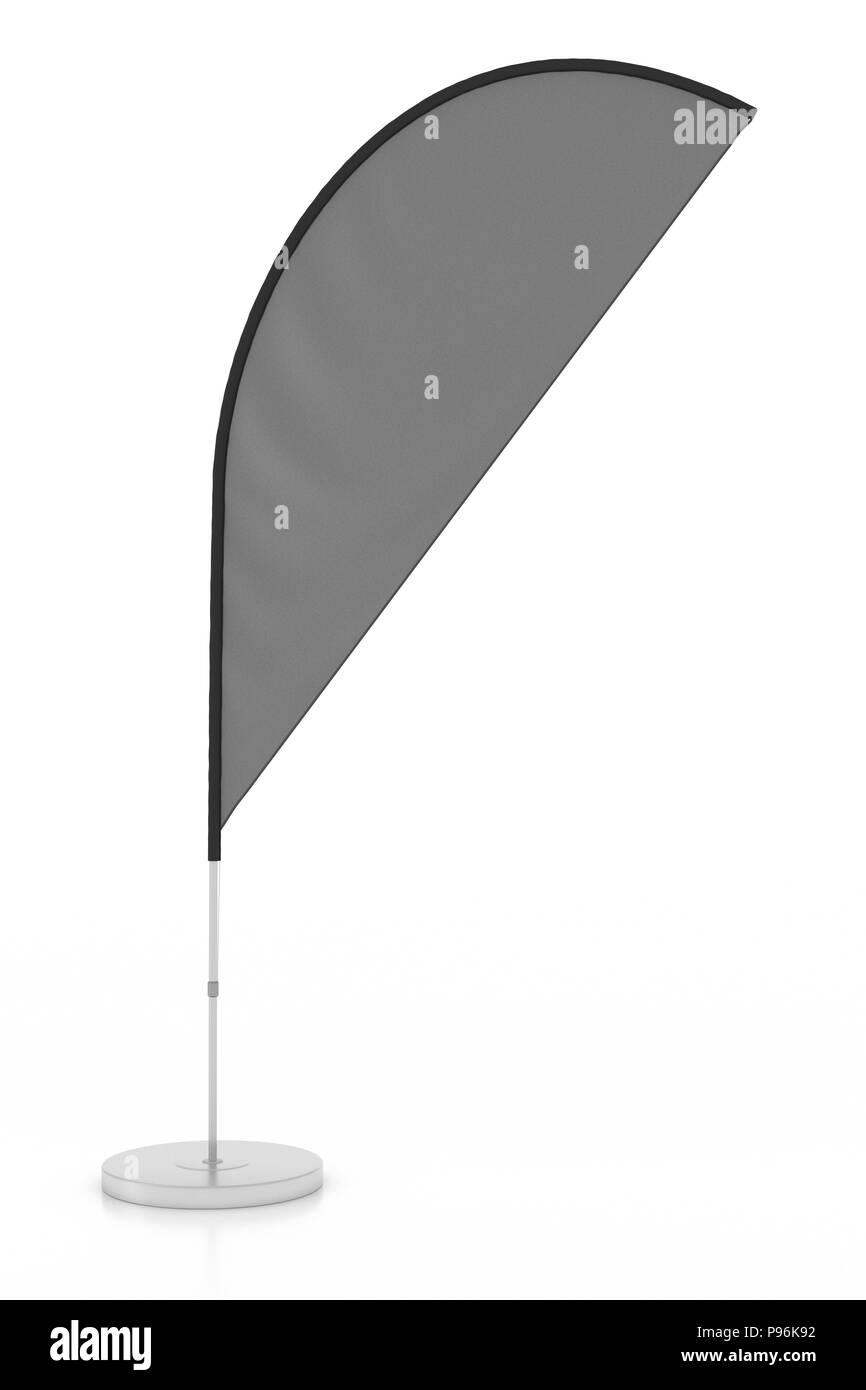 Black blank advertising banner flag mockup. Isolated with clipping path ...