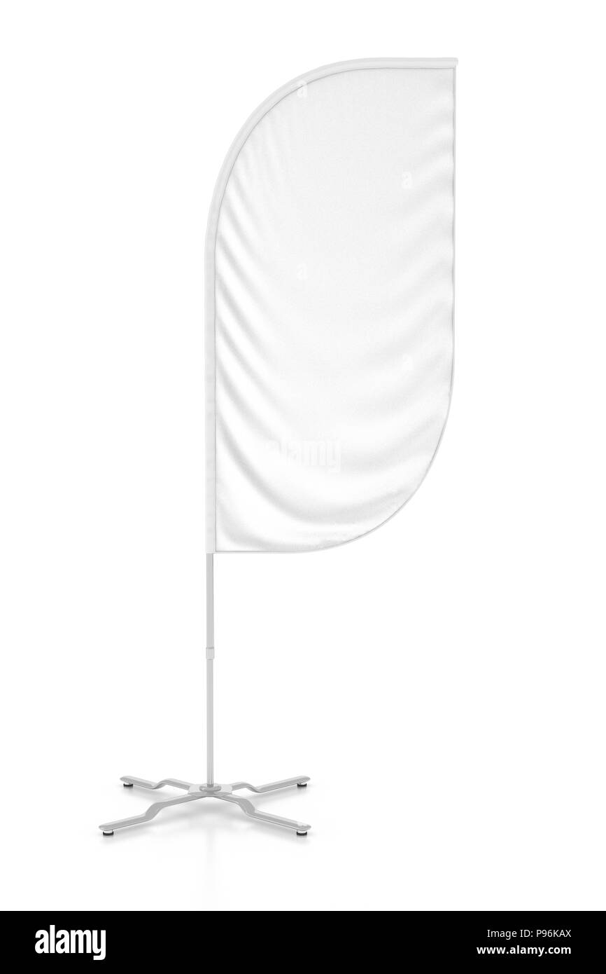 White blank advertising banner flag mockup. Isolated with clipping path ...