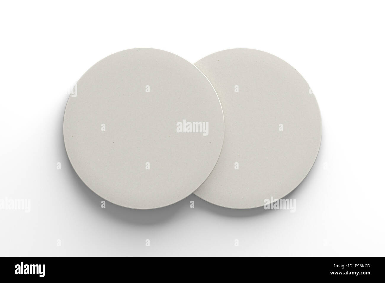 White coasters. Isolated on white background. Include clipping path. 3d ...