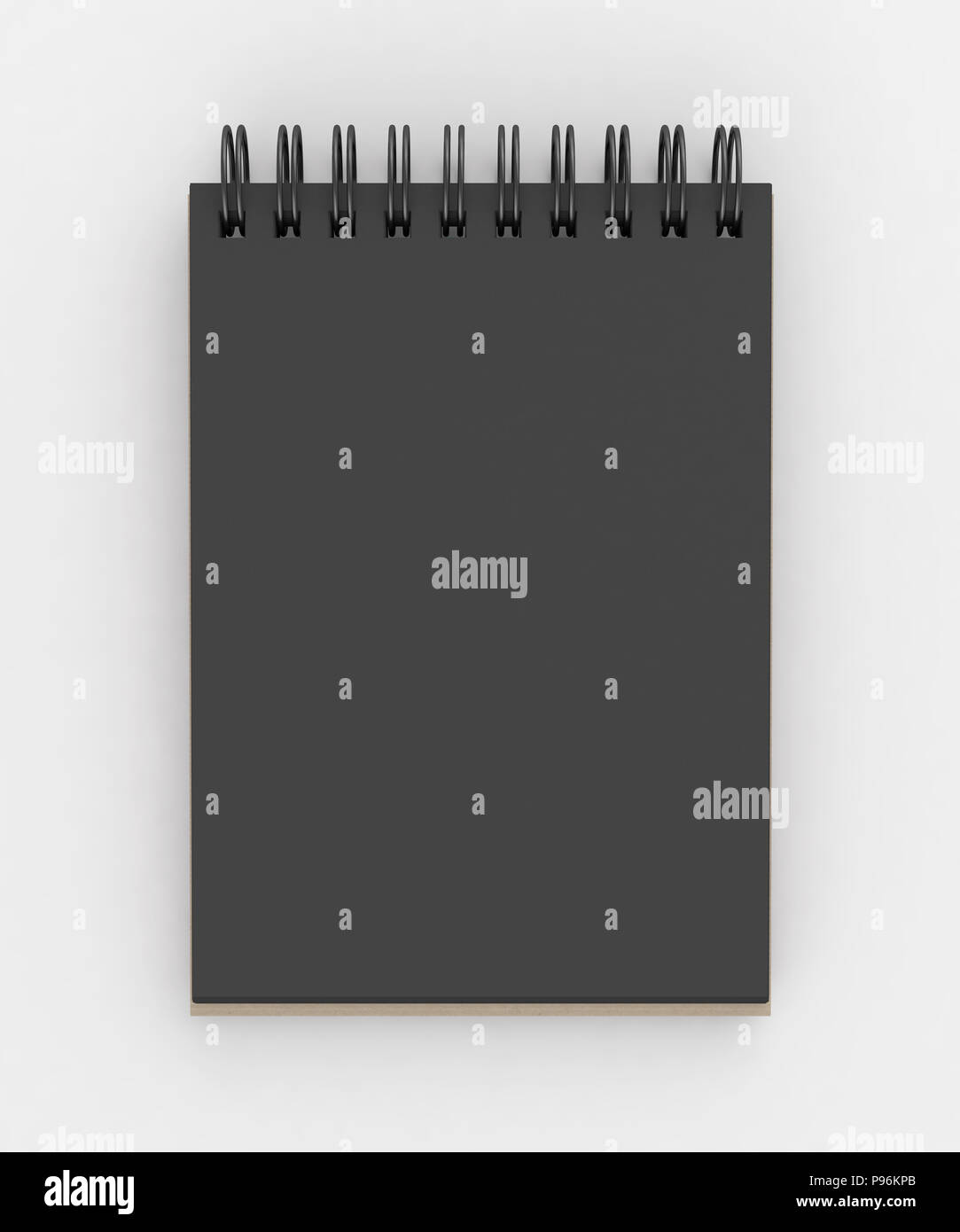 Black spiral notepad isolated on white background. Include clipping ...