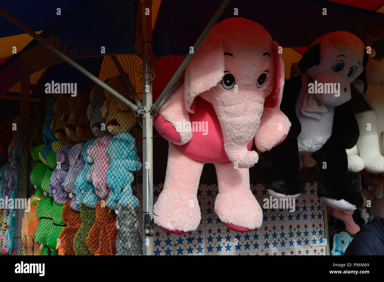 Stuffed pink elephant as the grand prize at the county fair Stock Photo ...