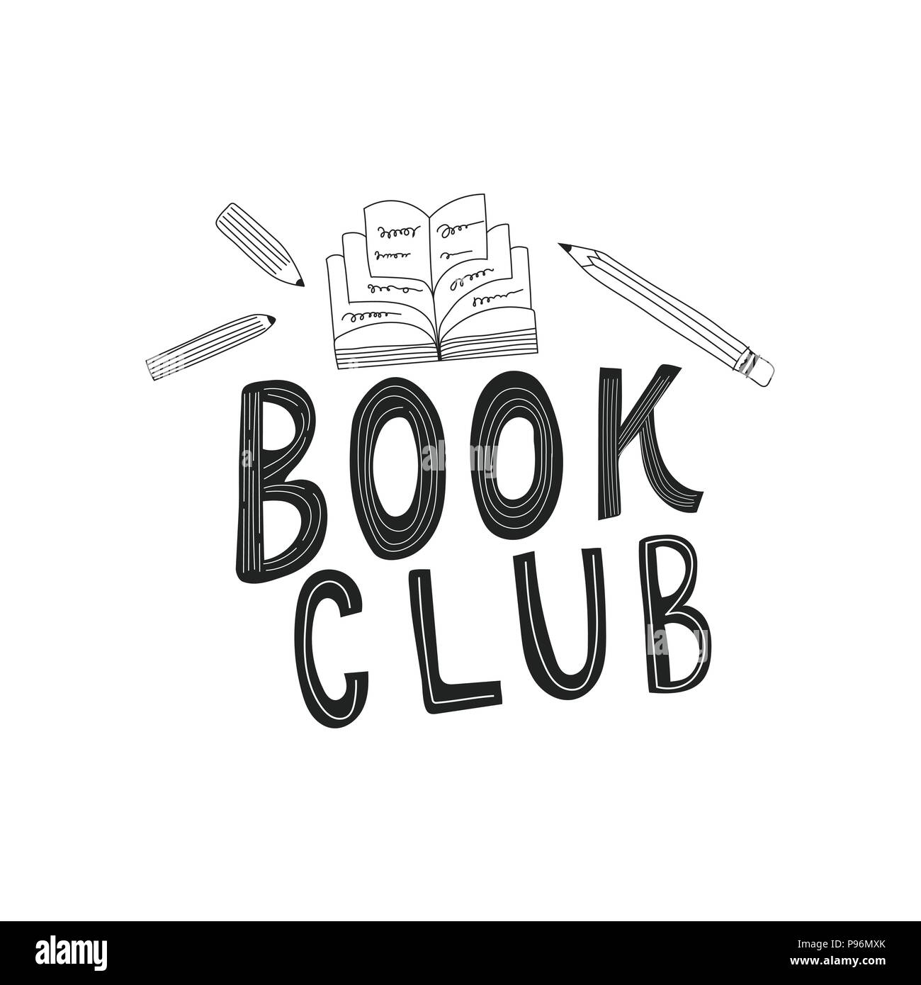 Hand drawn lettering Book club inscription for invitation and greeting ...