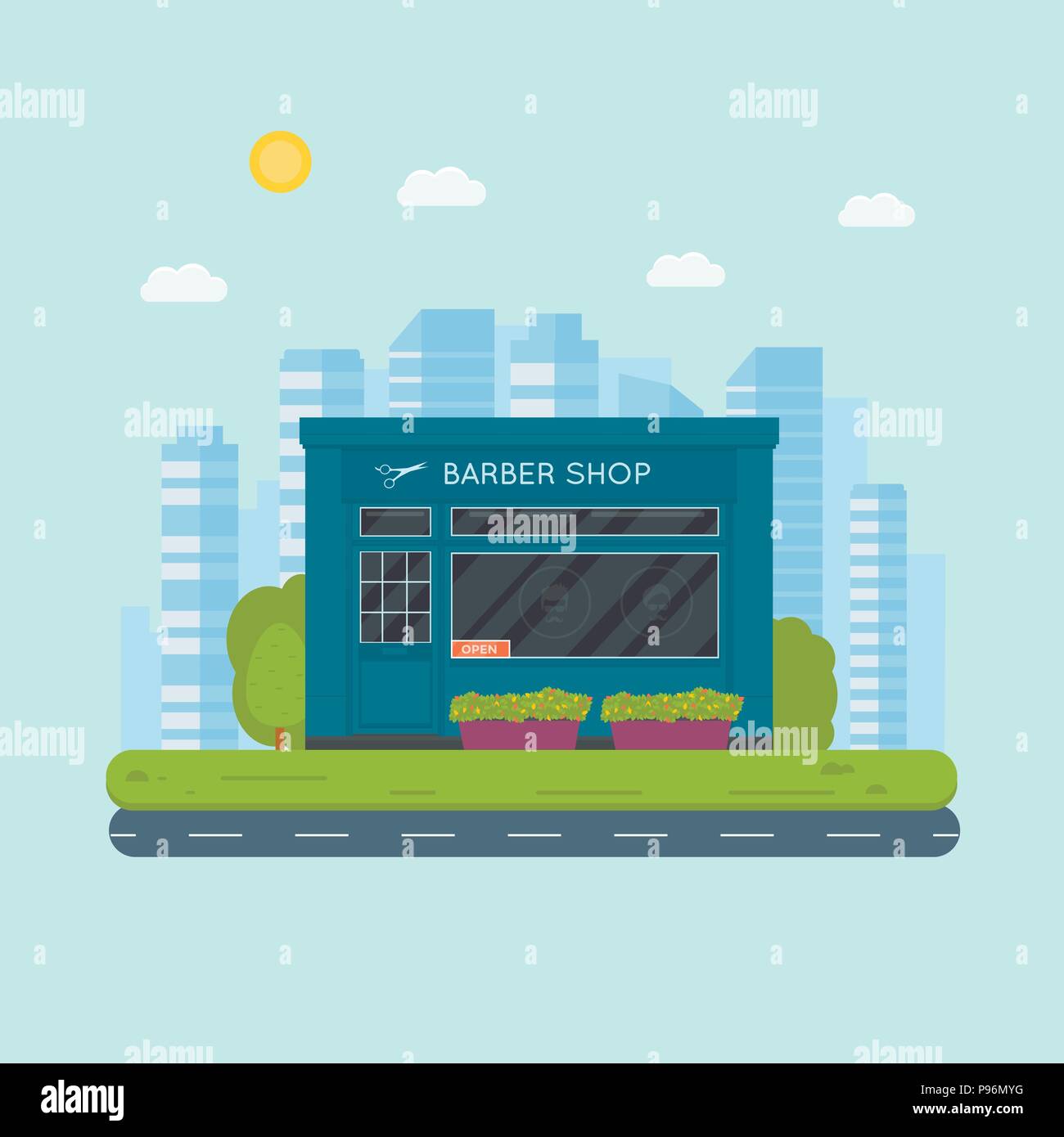 Barber Shop Building Clipart