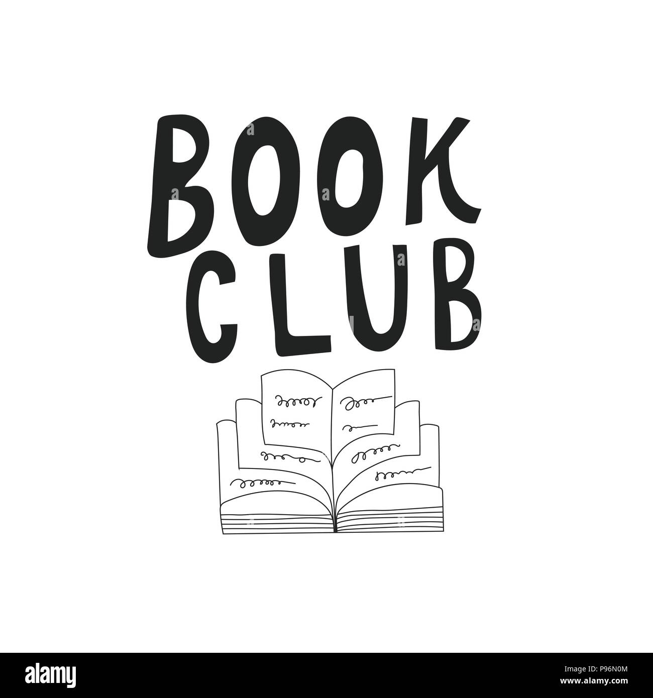 Hand drawn lettering Book club inscription for invitation and greeting ...