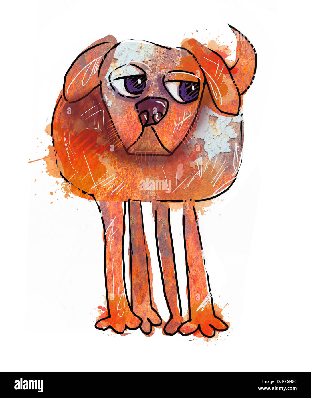 Single watercolour dog. Creative illustration. Cartoon animal Stock ...