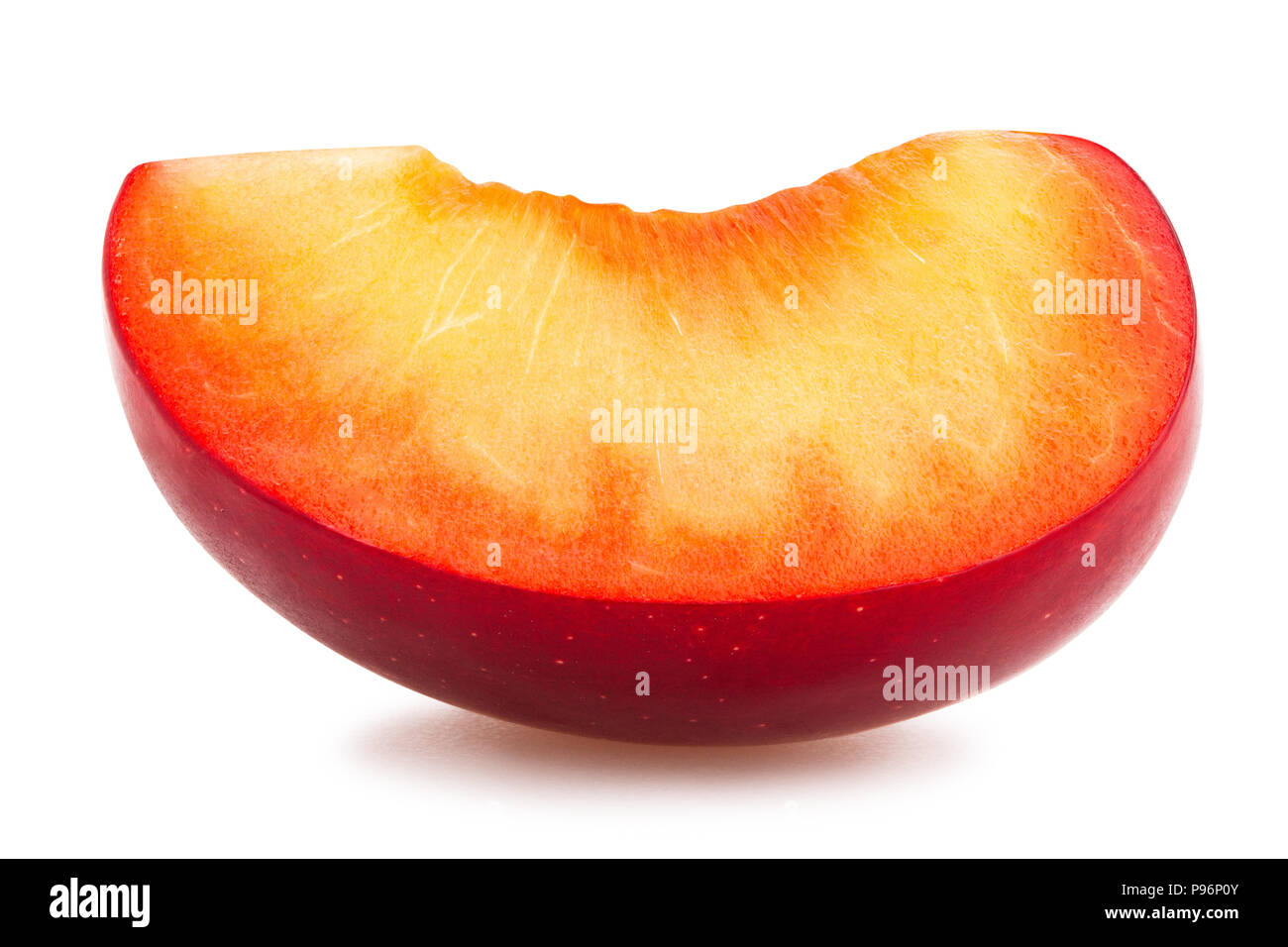 sliced red plum path isolated Stock Photo - Alamy