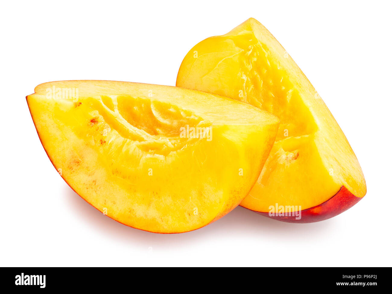 sliced nectarine path isolated Stock Photo - Alamy