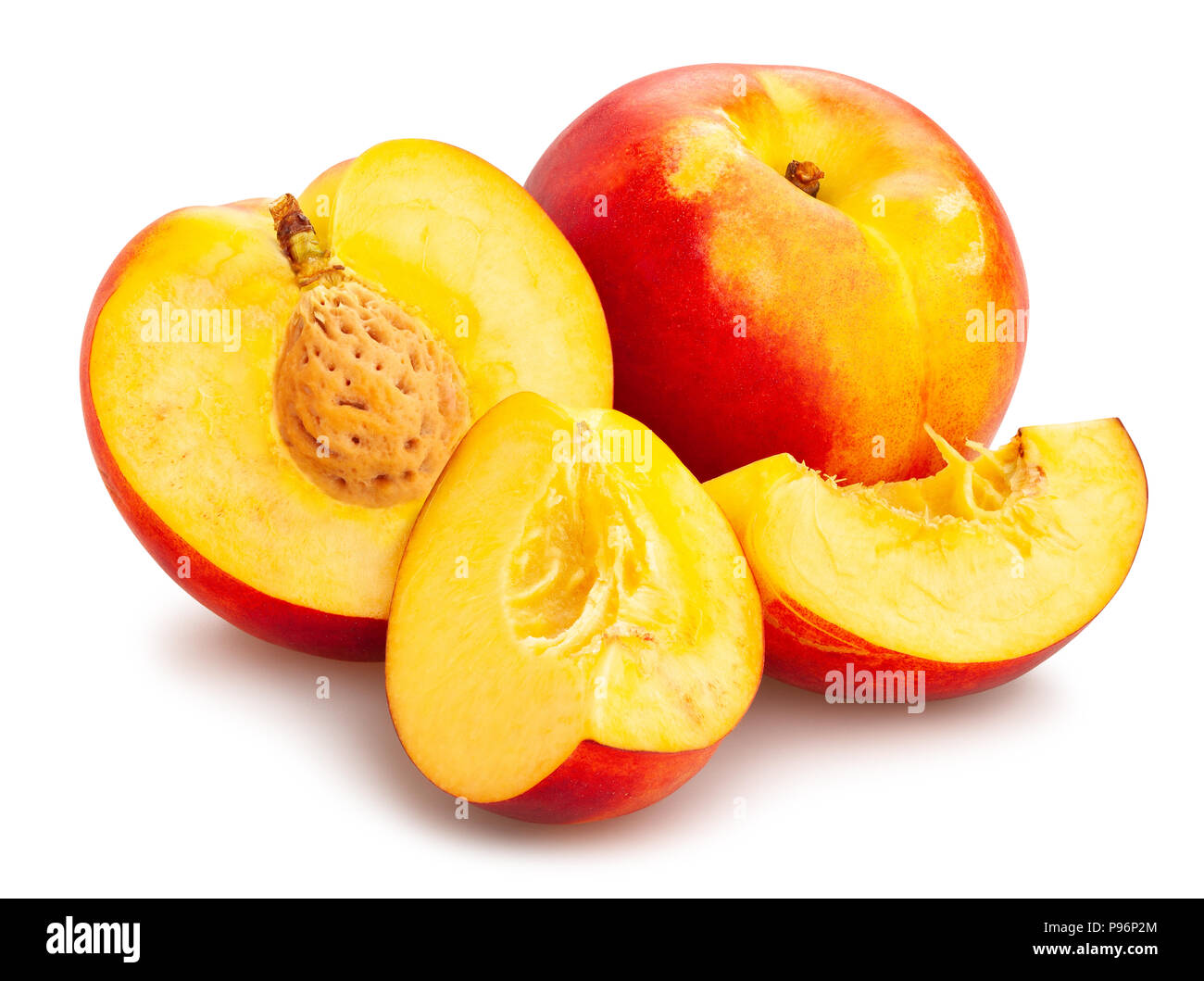 sliced nectarine path isolated Stock Photo - Alamy