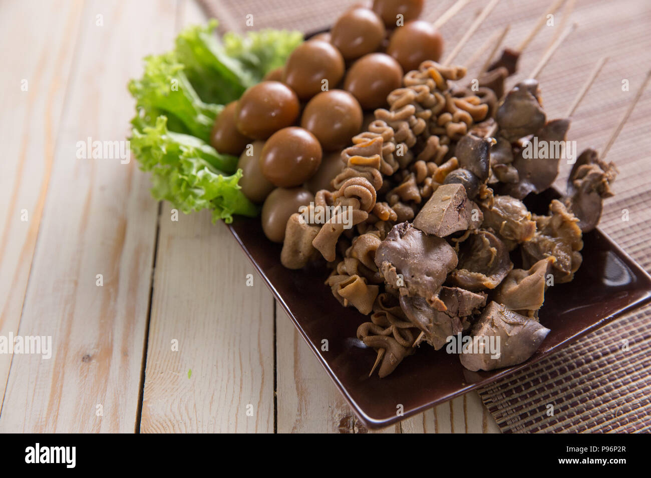 sate usus, hati, rempela telur indonesian traditional cuisine Stock ...