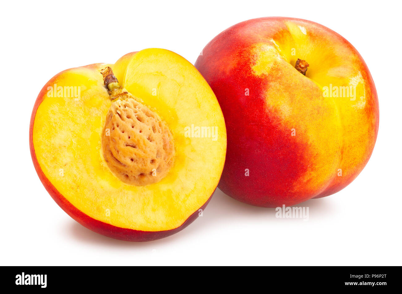 sliced nectarine path isolated Stock Photo - Alamy