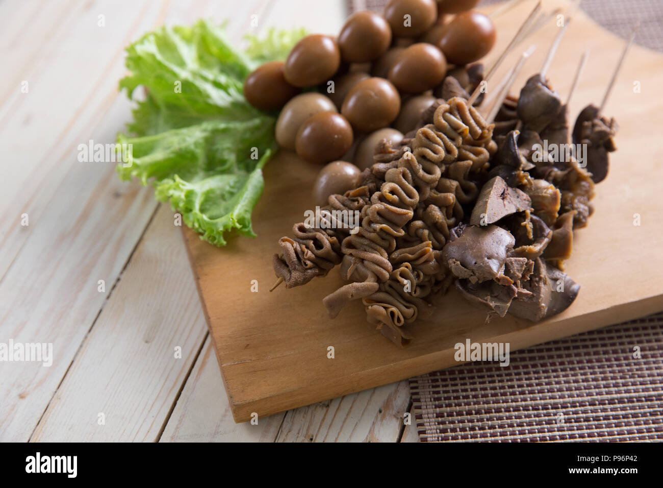 sate usus, hati, rempela telur indonesian traditional cuisine Stock ...