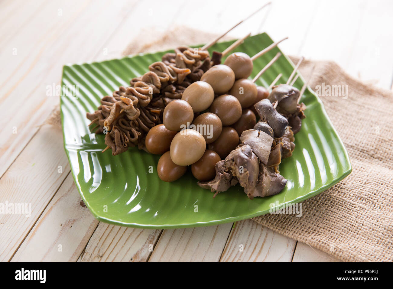 sate usus, hati, rempela telur indonesian traditional cuisine Stock ...