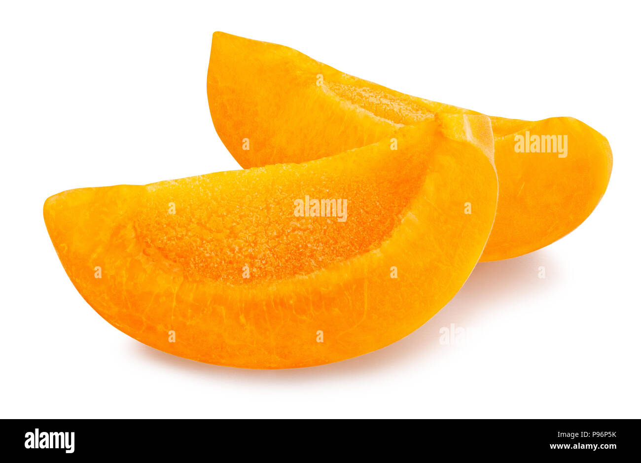 sliced apricot path isolated Stock Photo - Alamy