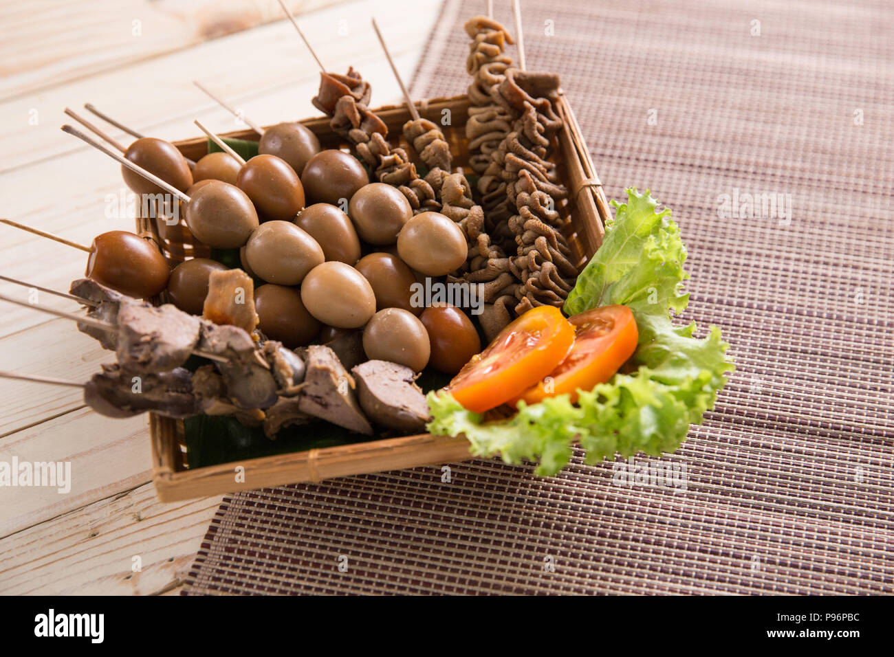 sate usus, hati, rempela telur indonesian traditional cuisine Stock ...