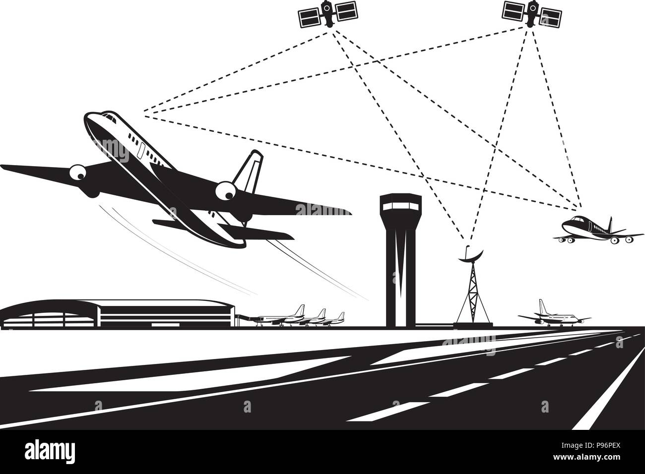 Air traffic management - vector illustration Stock Vector Image & Art ...