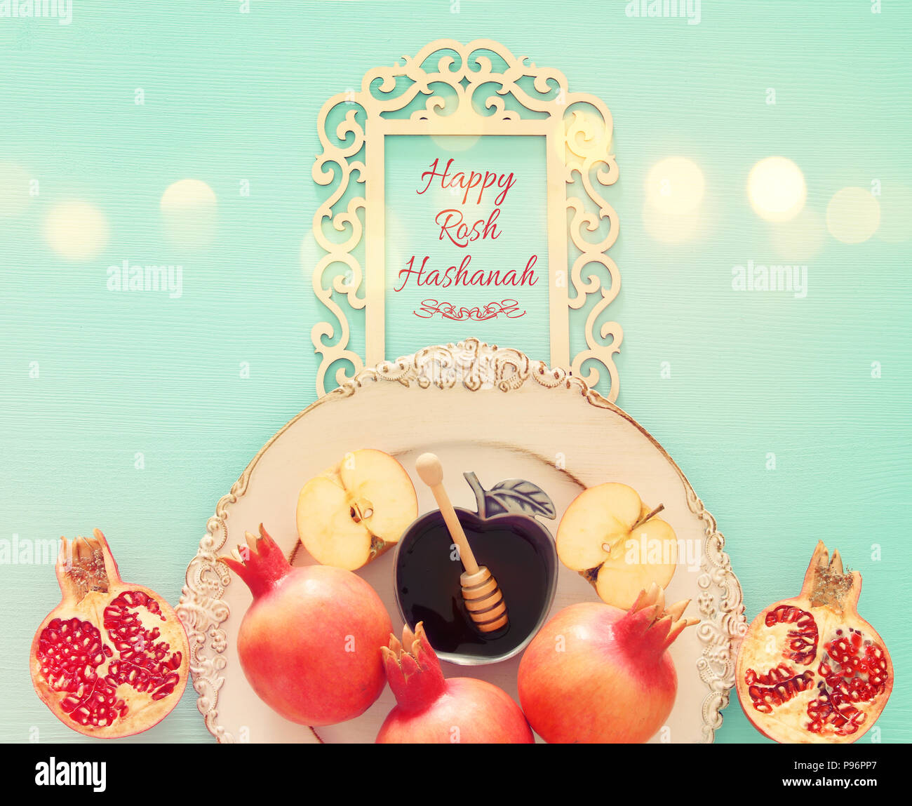 Rosh hashanah (jewish New Year holiday) concept. Traditional symbols Stock Photo - Alamy