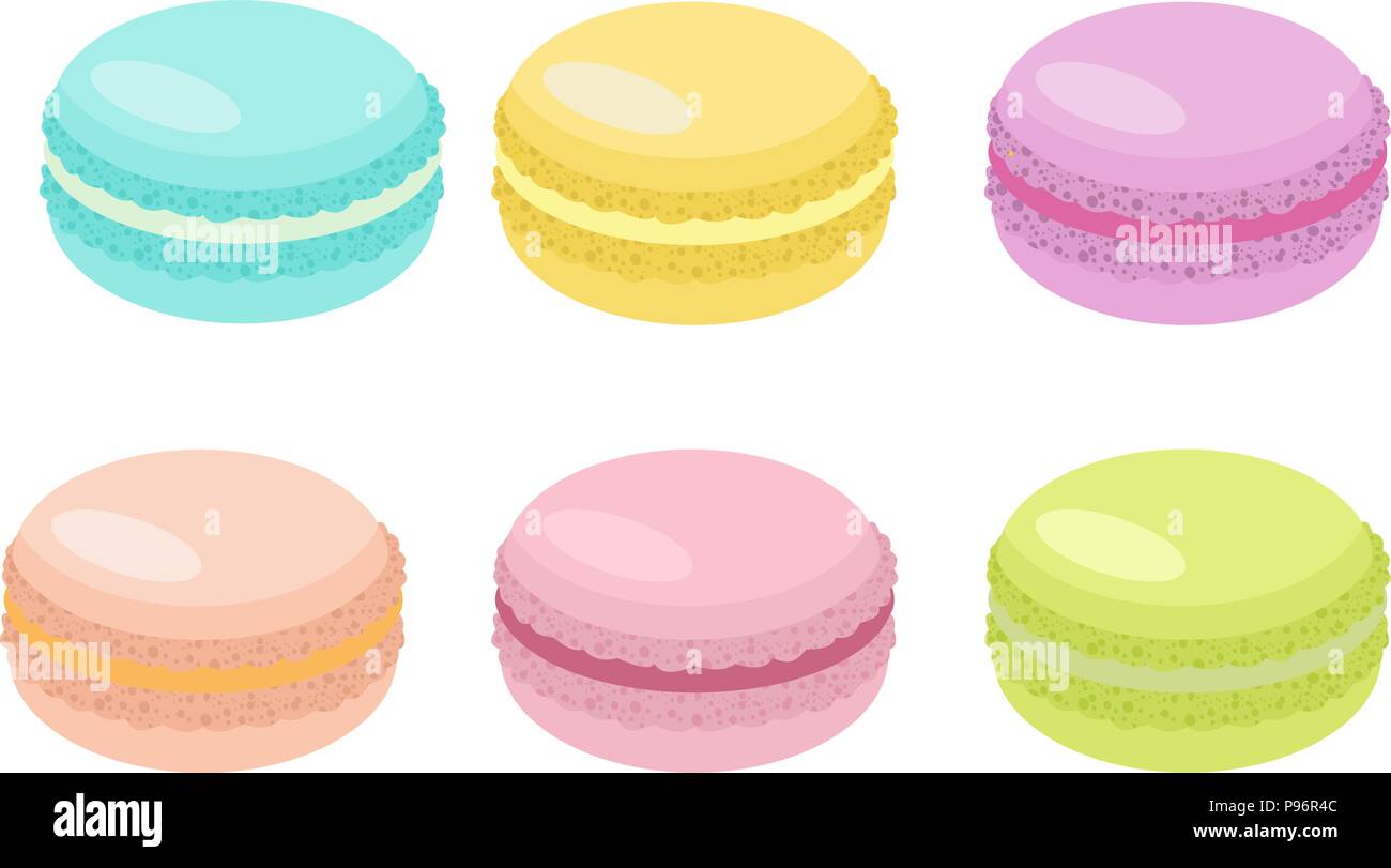 Cake macaron or macaroon Vector Illustration, colorful almond cookies ...