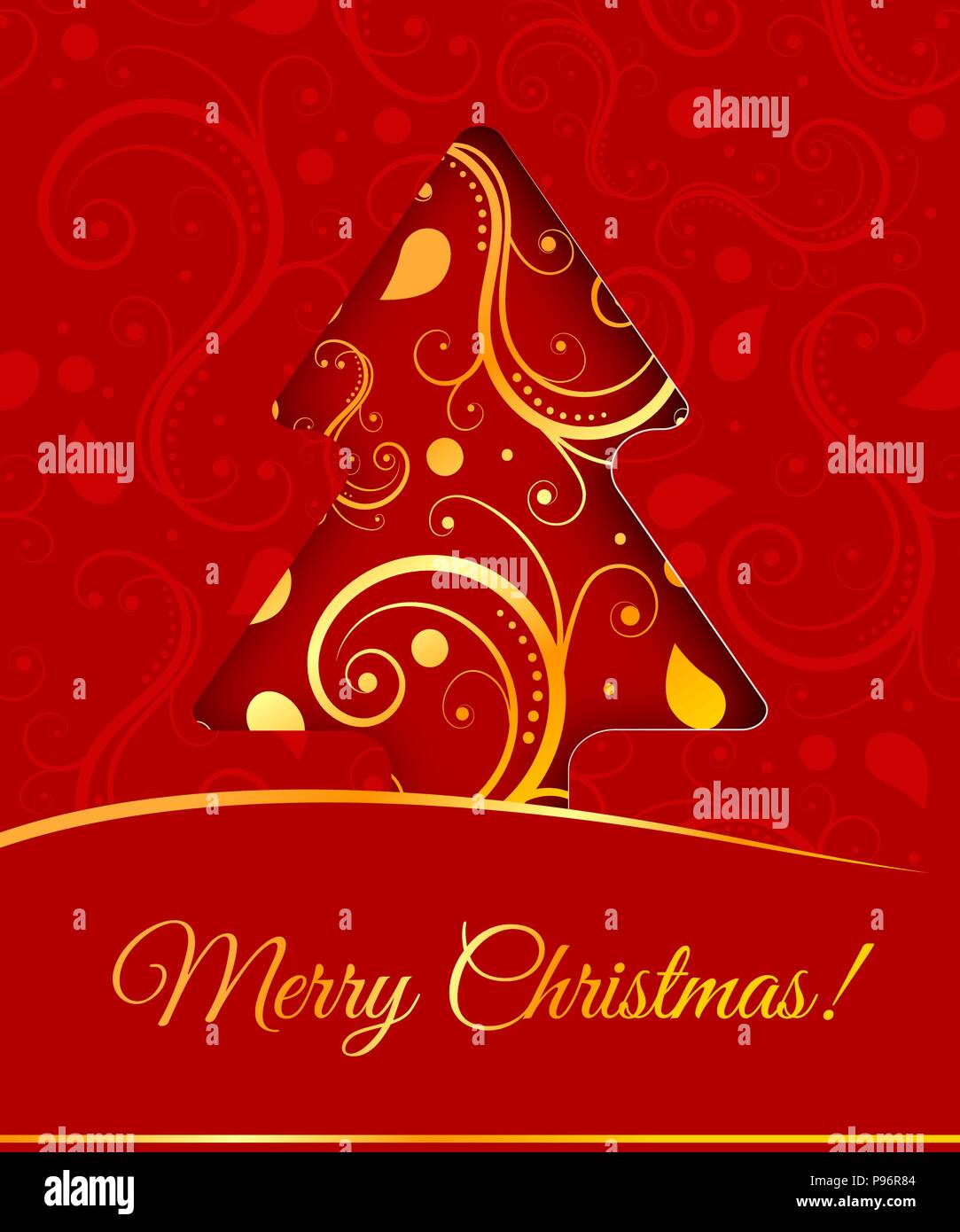 Christmas tree in red golden Stock Vector Images - Alamy