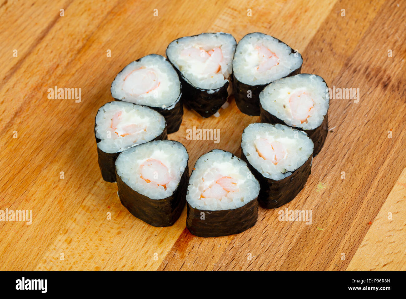 Prawn maki roll - Ebi with nori Stock Photo - Alamy