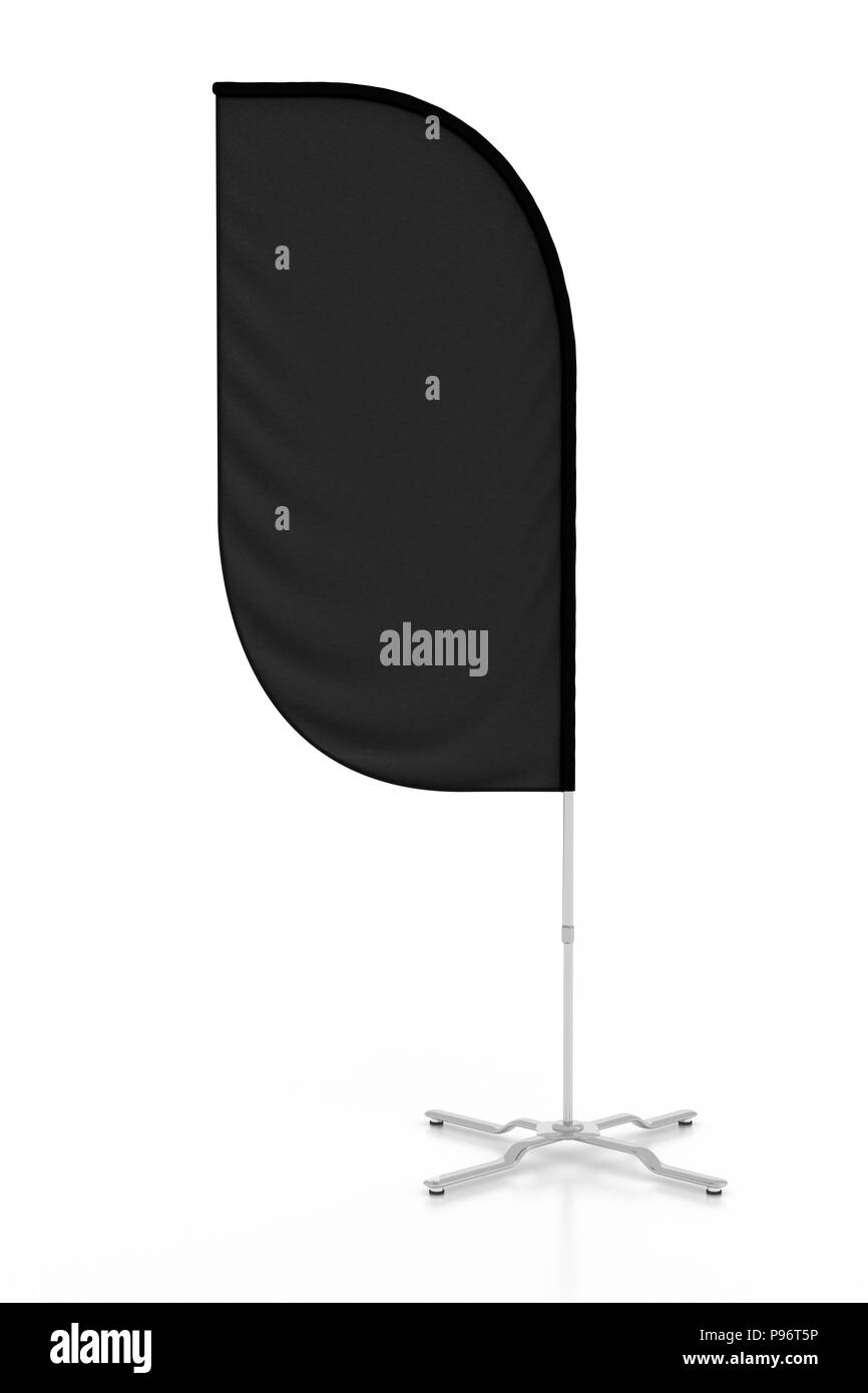 Black blank advertising banner flag mockup. Isolated with clipping path ...