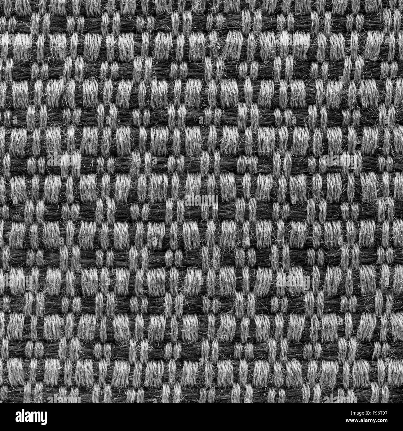 Black hand weaving matting tweed fabric texture. Closeup square ...