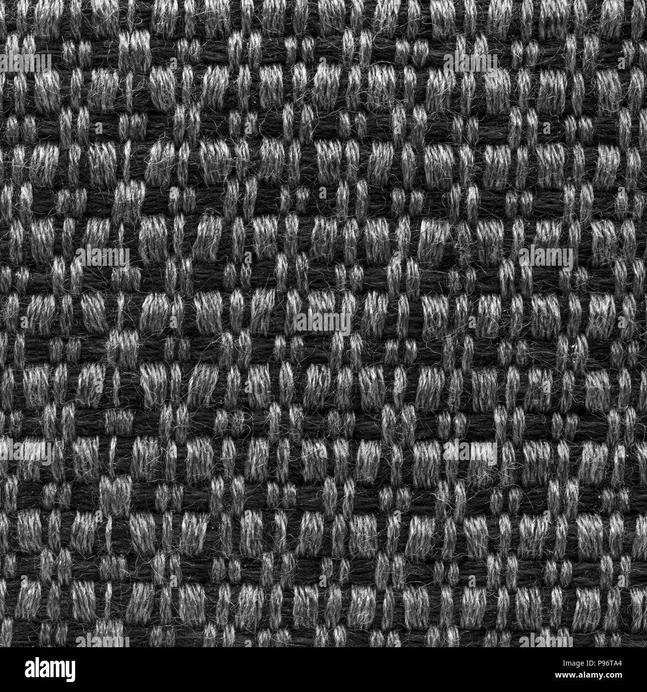 Black hand weaving matting tweed fabric texture. Closeup square ...