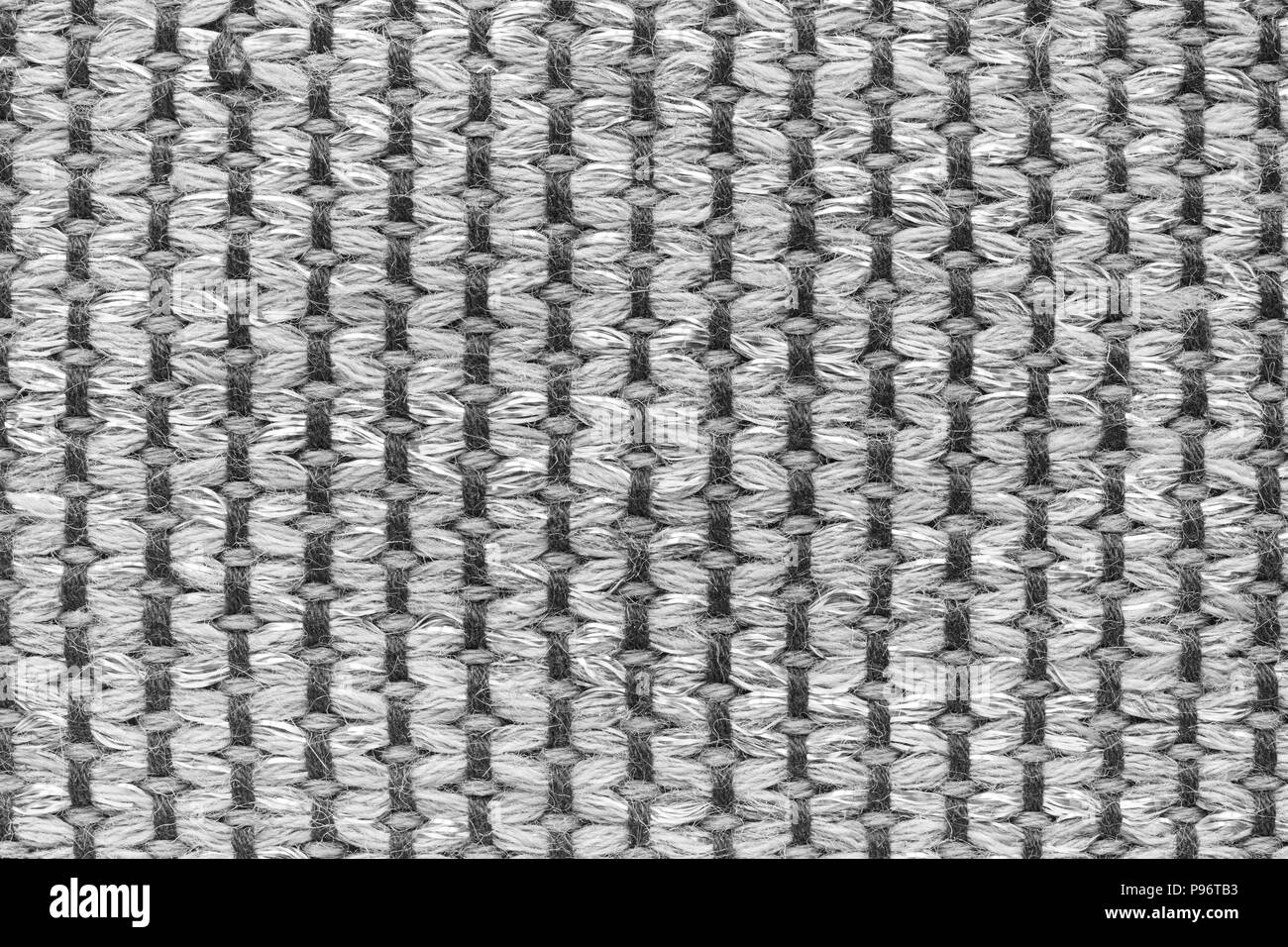 Black hand weaving matting tweed fabric texture. Closeup horizontal ...