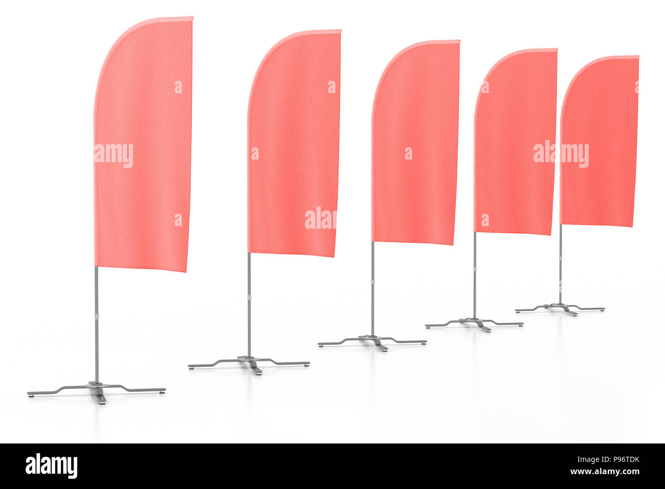 Red blank advertising banner flag mockup. Isolated with clipping path ...