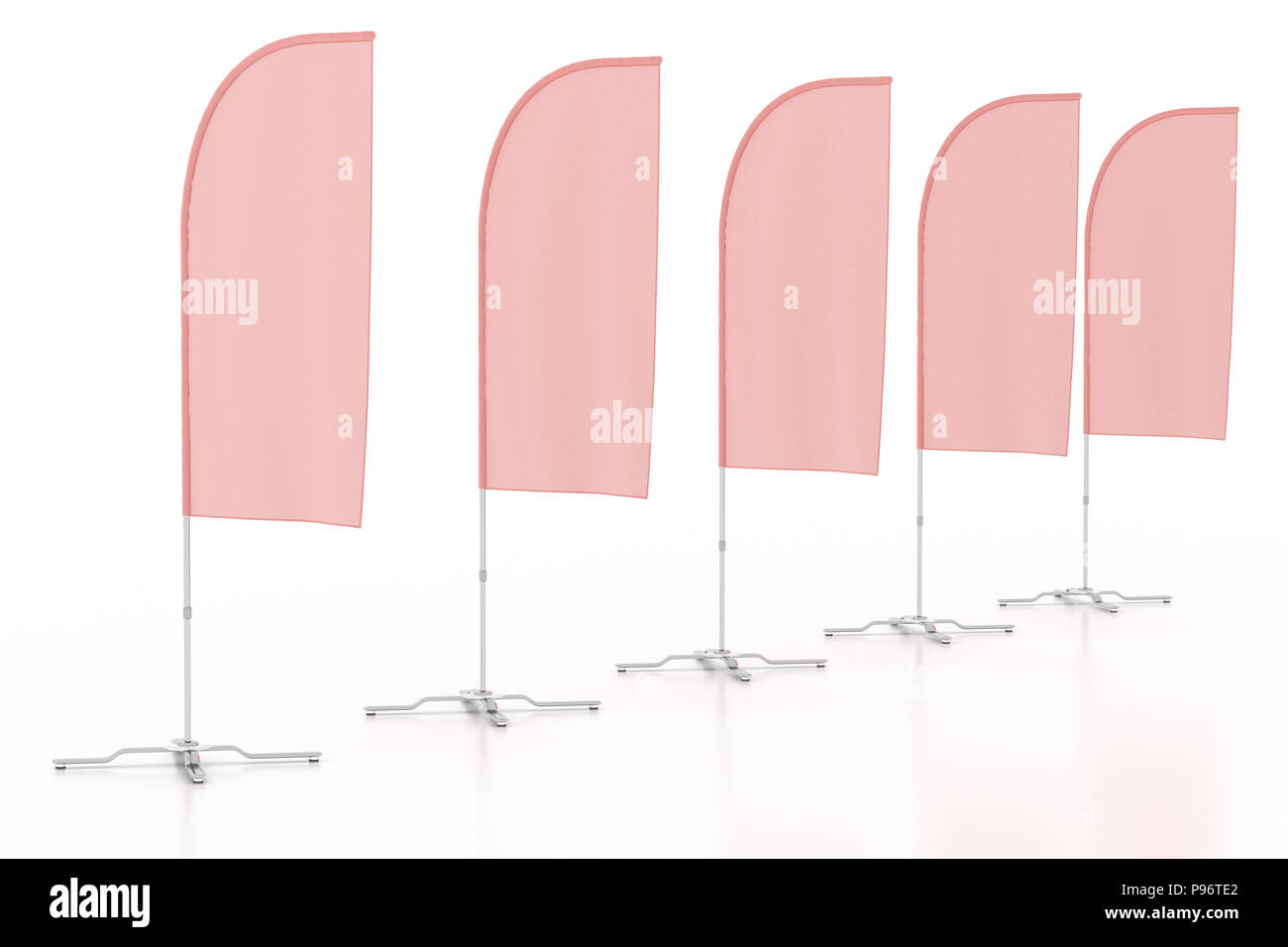 Red blank advertising banner flag mockup. Isolated with clipping path ...