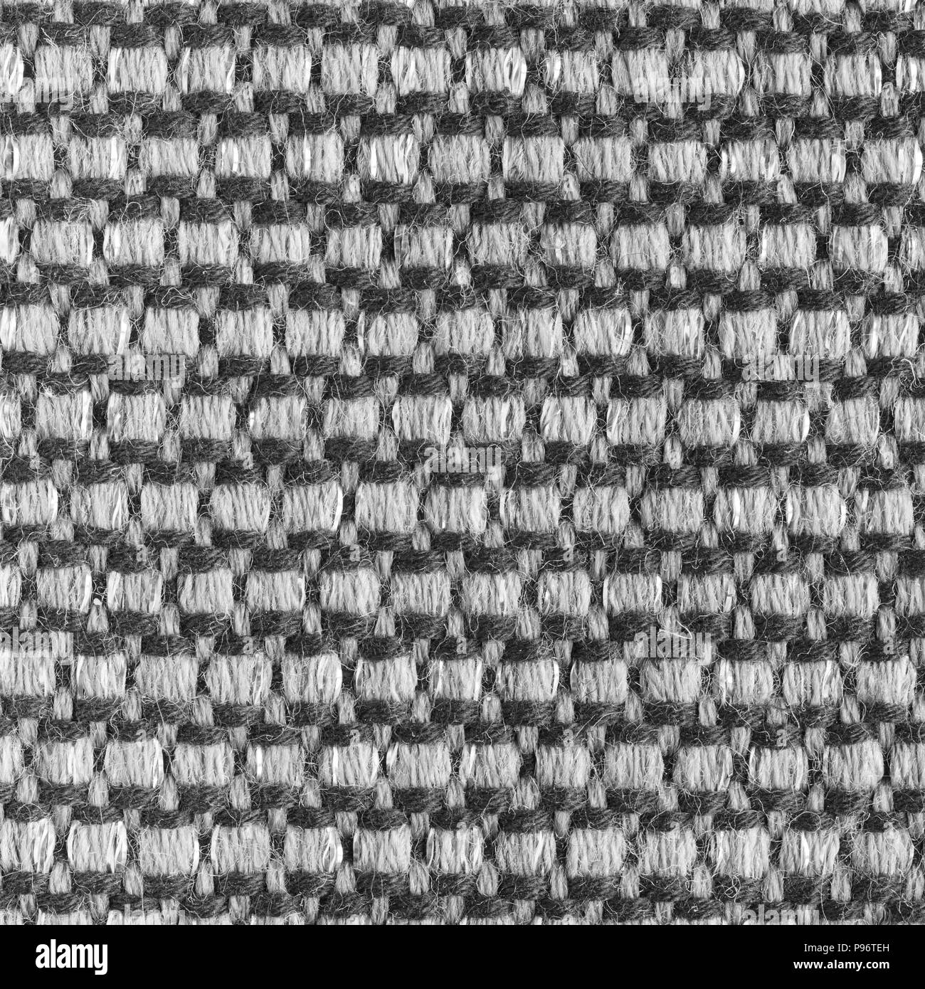 Black hand weaving matting tweed fabric texture. Closeup square ...