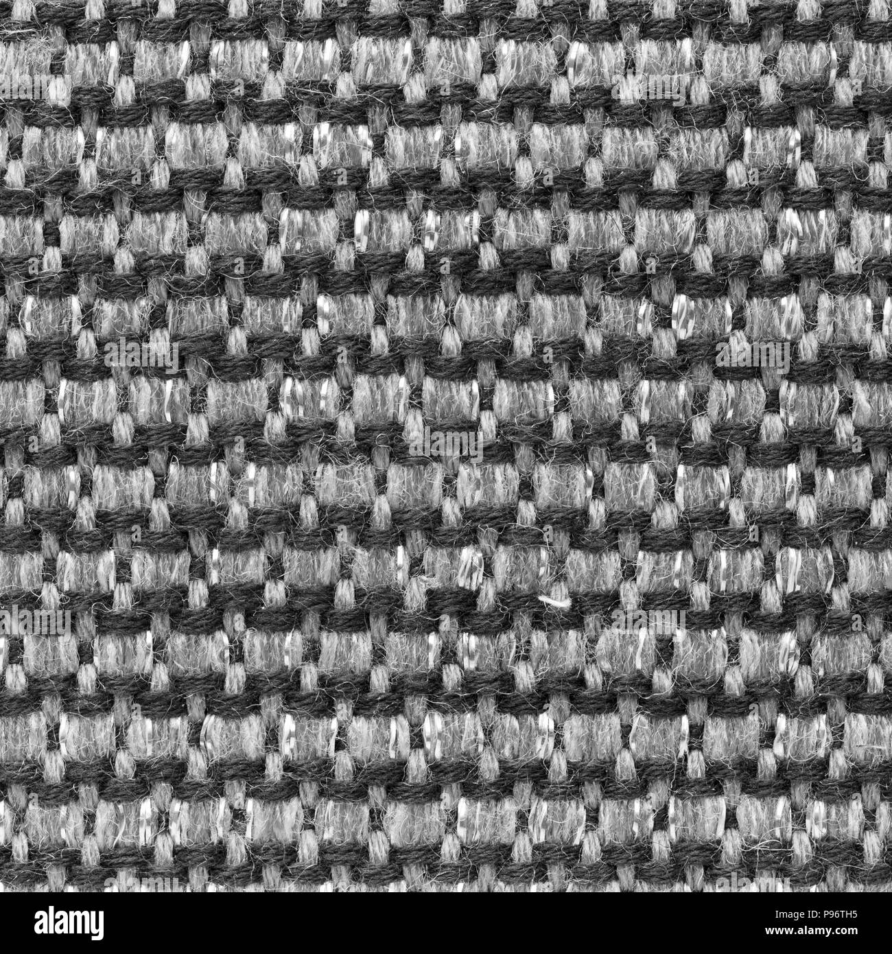 Black hand weaving matting tweed fabric texture. Closeup square ...