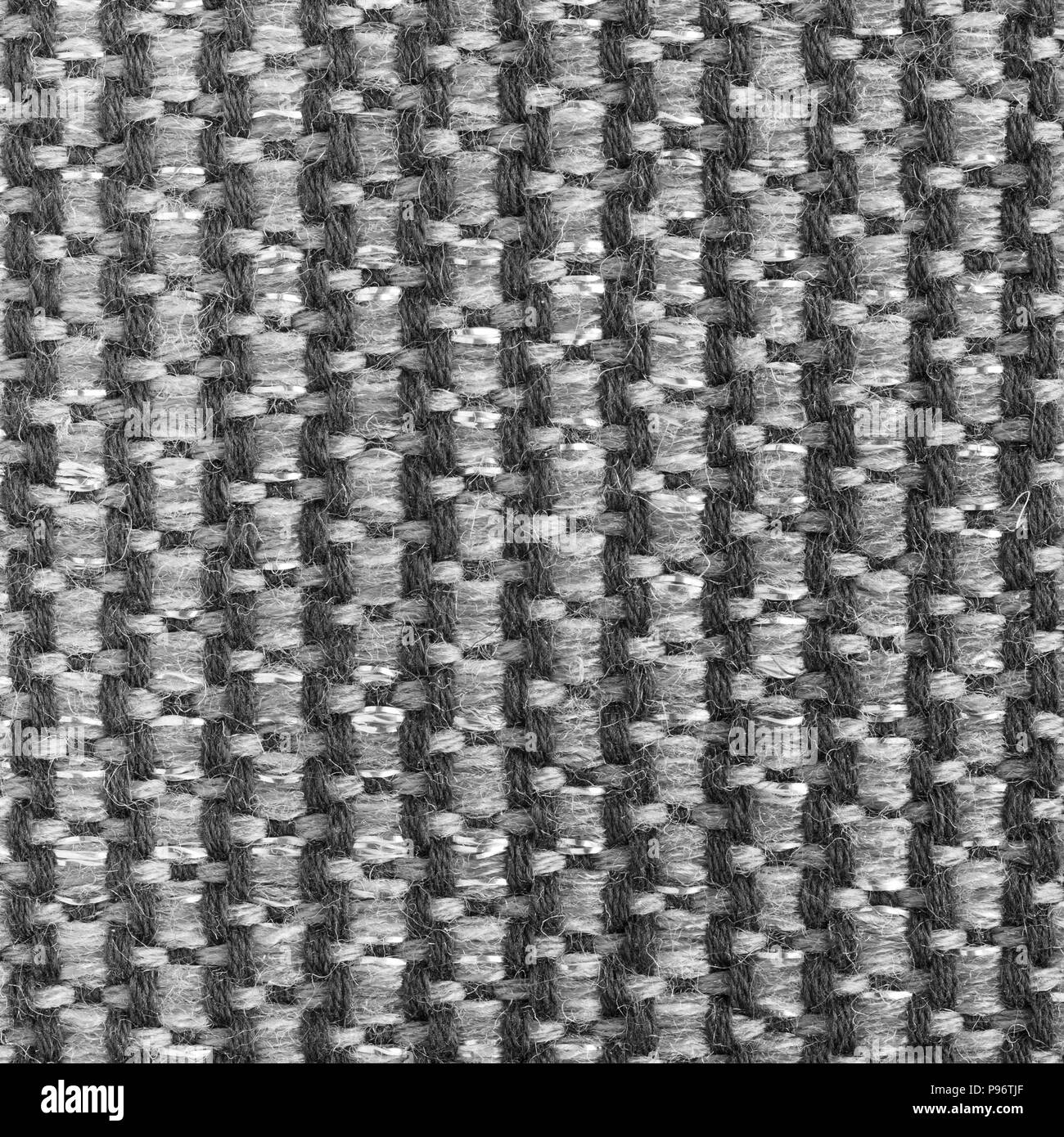 Black hand weaving matting tweed fabric texture. Closeup square ...