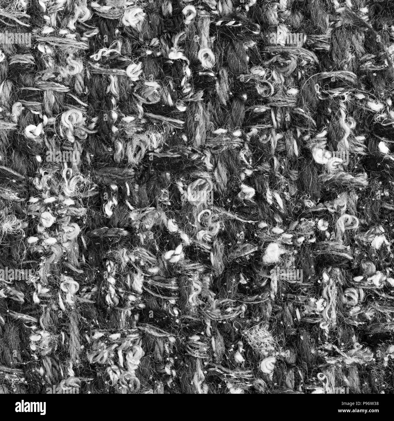 Black hand weaving matting tweed fabric texture. Closeup square ...