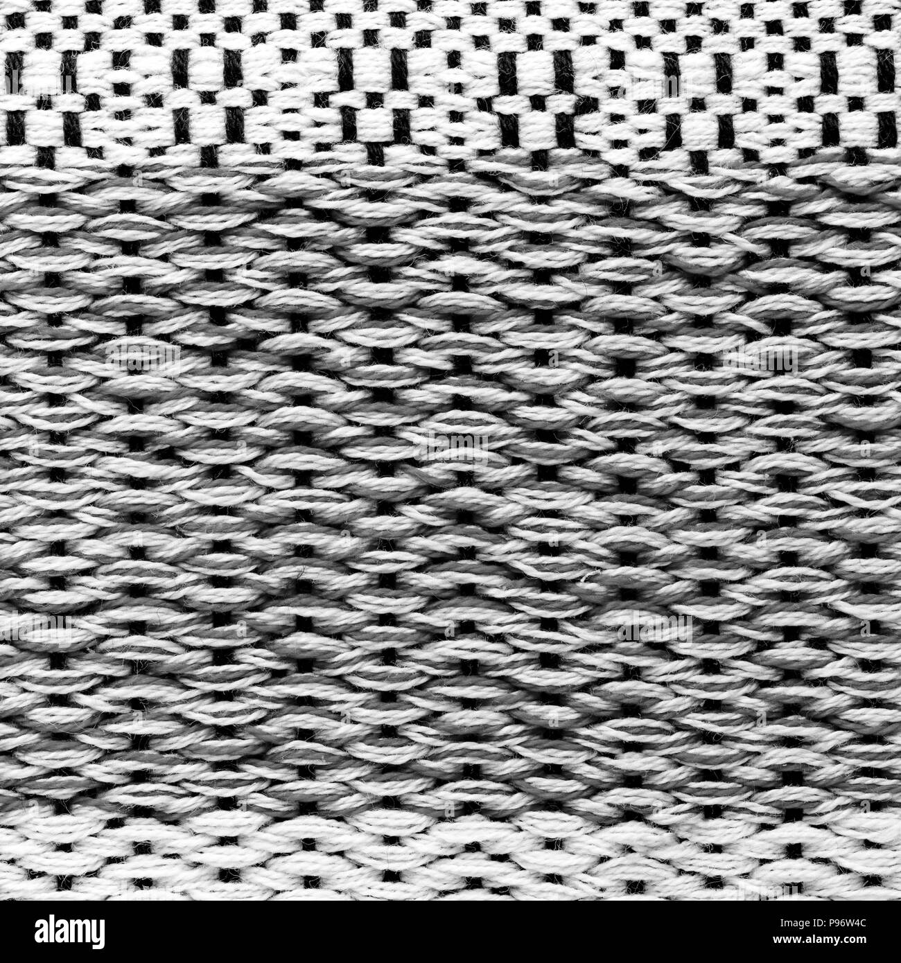 Black hand weaving matting tweed fabric texture. Closeup square ...