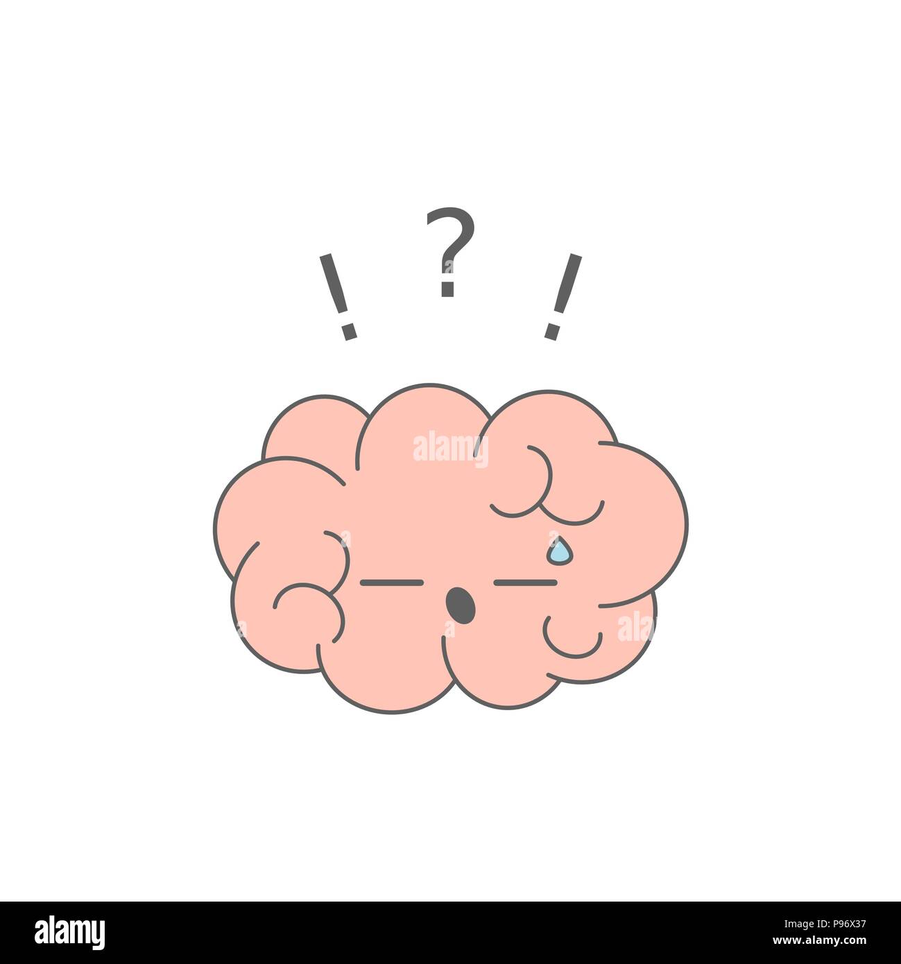 cute cartoon brain with question funny vector concept illustration ...