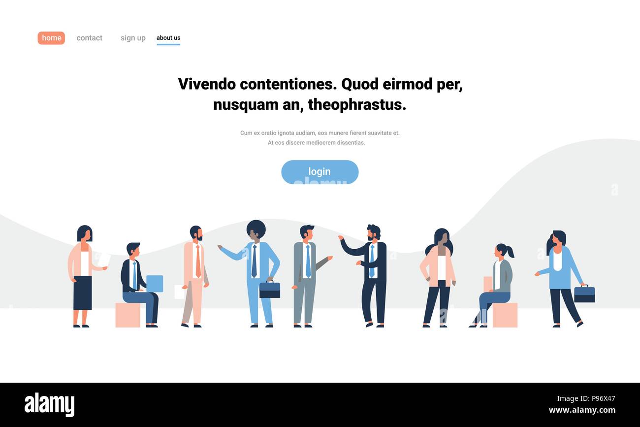 mix race people group character communicating concept white background ...