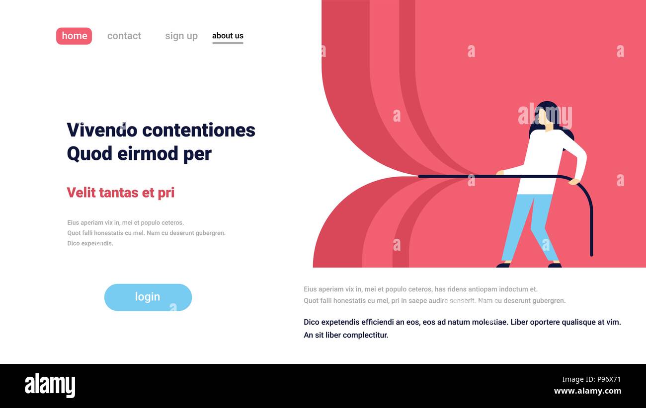 woman pull rope opening concept grand ceremony celebration presentation ...