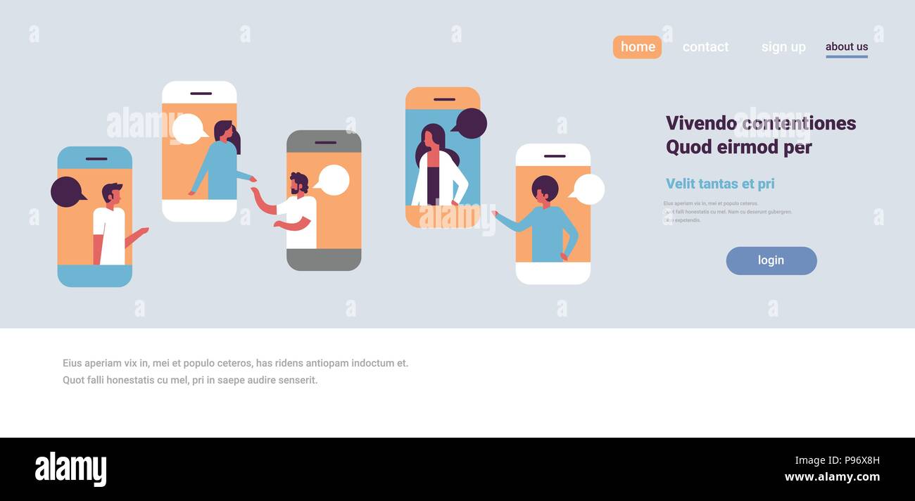 smartphone chat bubbles mobile application communicating speech ...