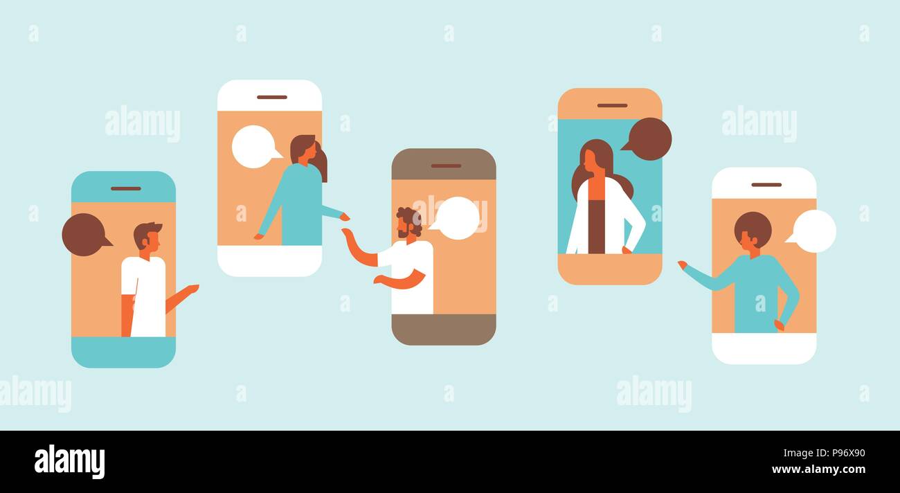 smartphone chat bubbles mobile application communicating speech ...