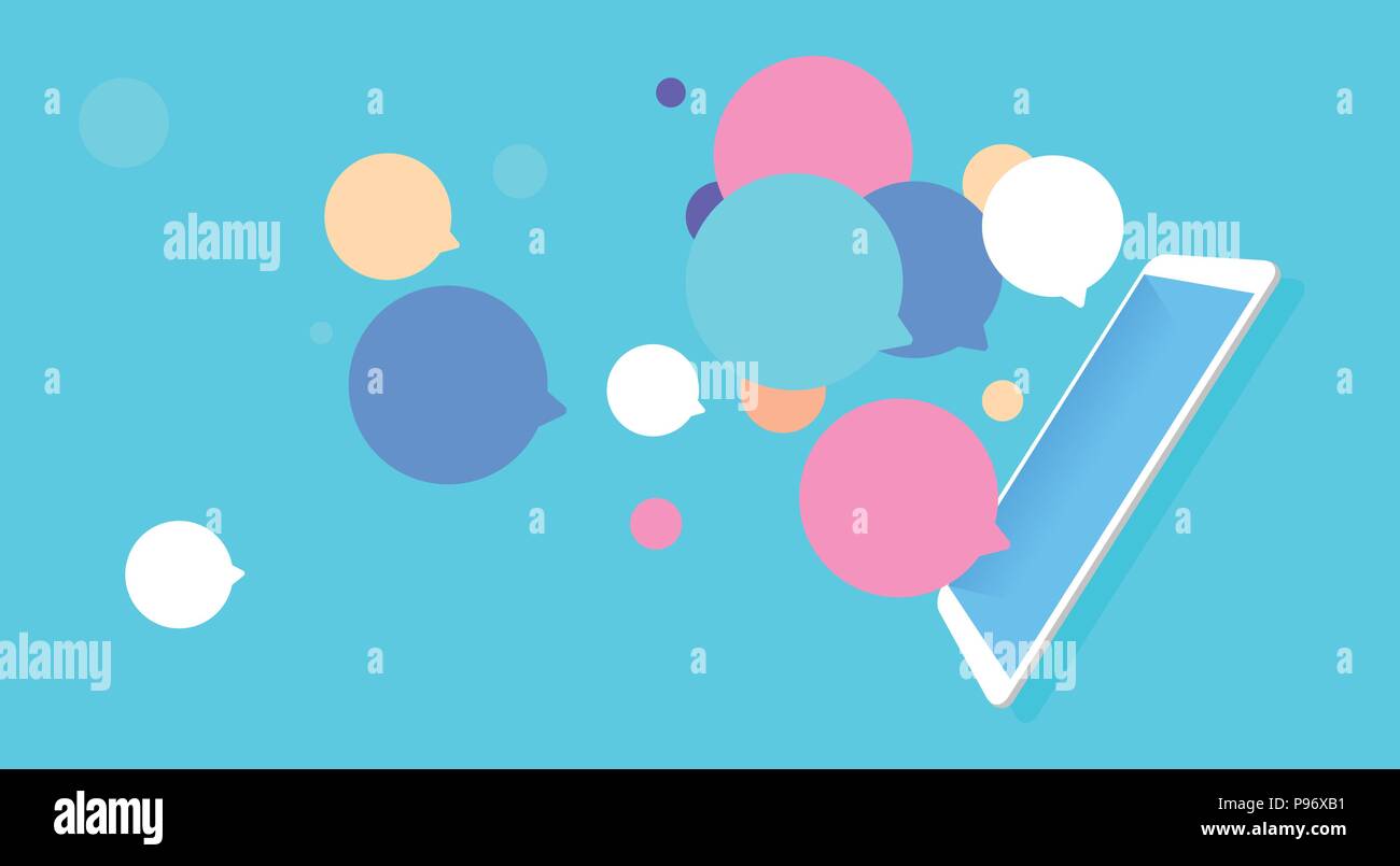 Mobile application chat flying bubbles interface message notifications ...